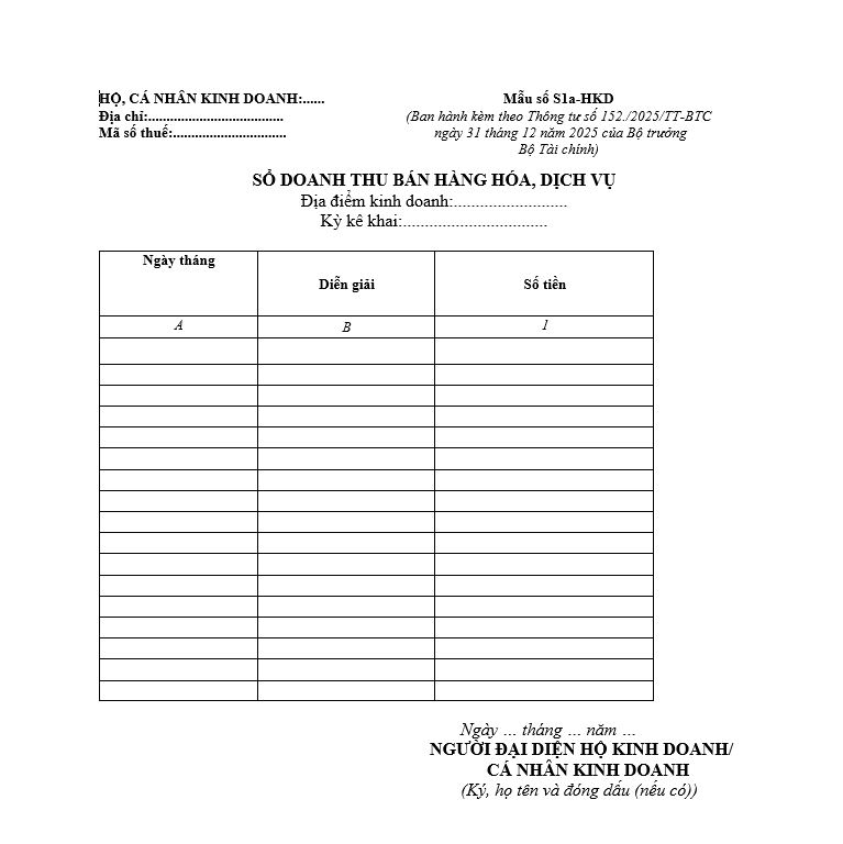 Mẫu sổ S1a-HKD Excel chuẩn 2026 cho hộ kinh doanh | Giải pháp Kế Toán ...